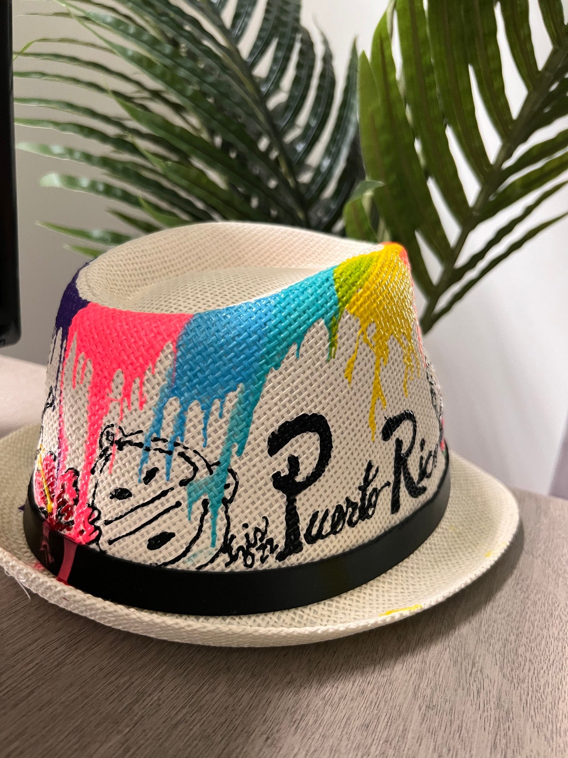 Hand Painted Fedora Paint Drip Puerto Rico by Izis La - Etsy