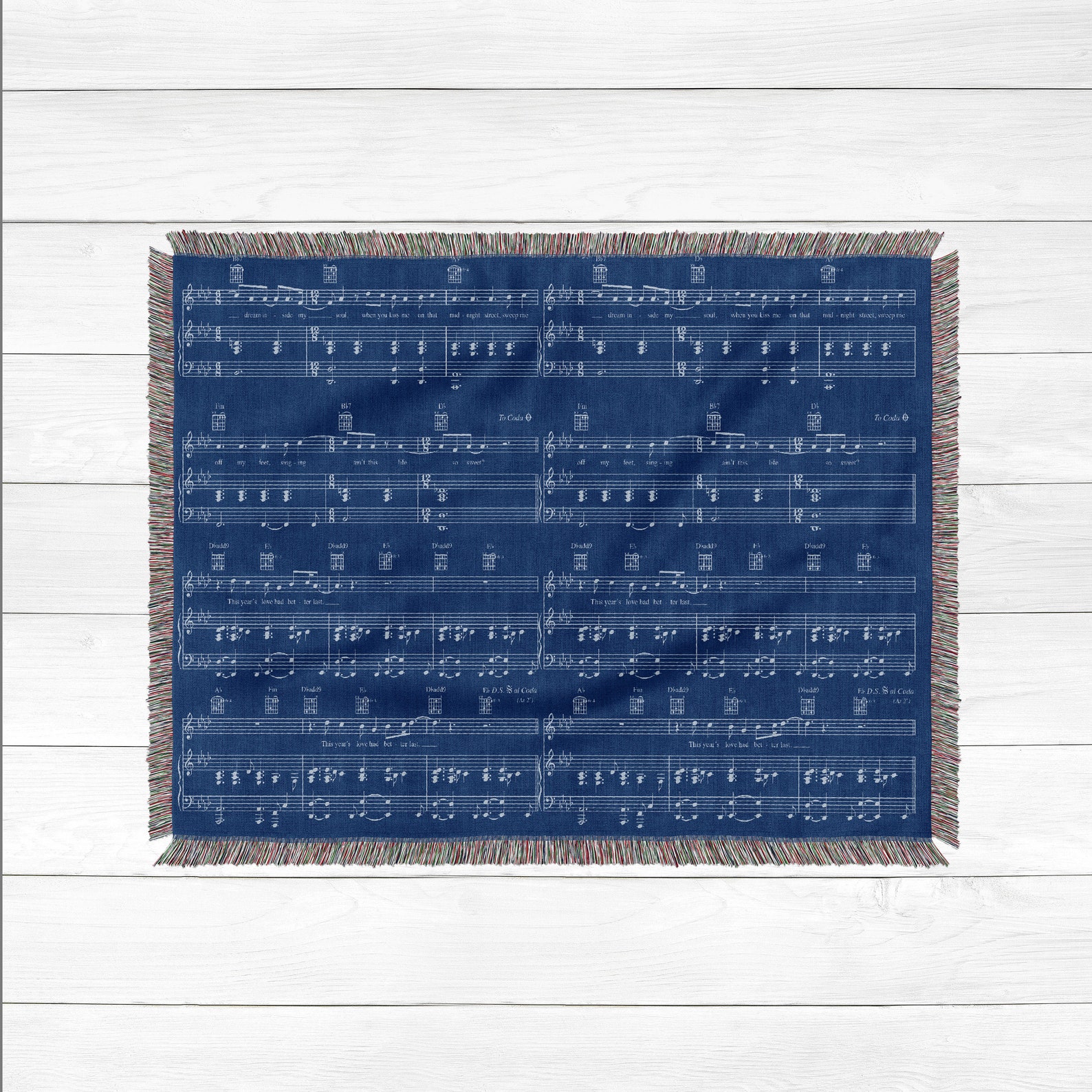 Music Notes Woven Throw Blanket Personalized Cotton | Etsy