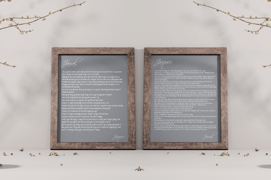 Custom Wedding Vows Art Personalized Newlywed Gift 1st - Etsy