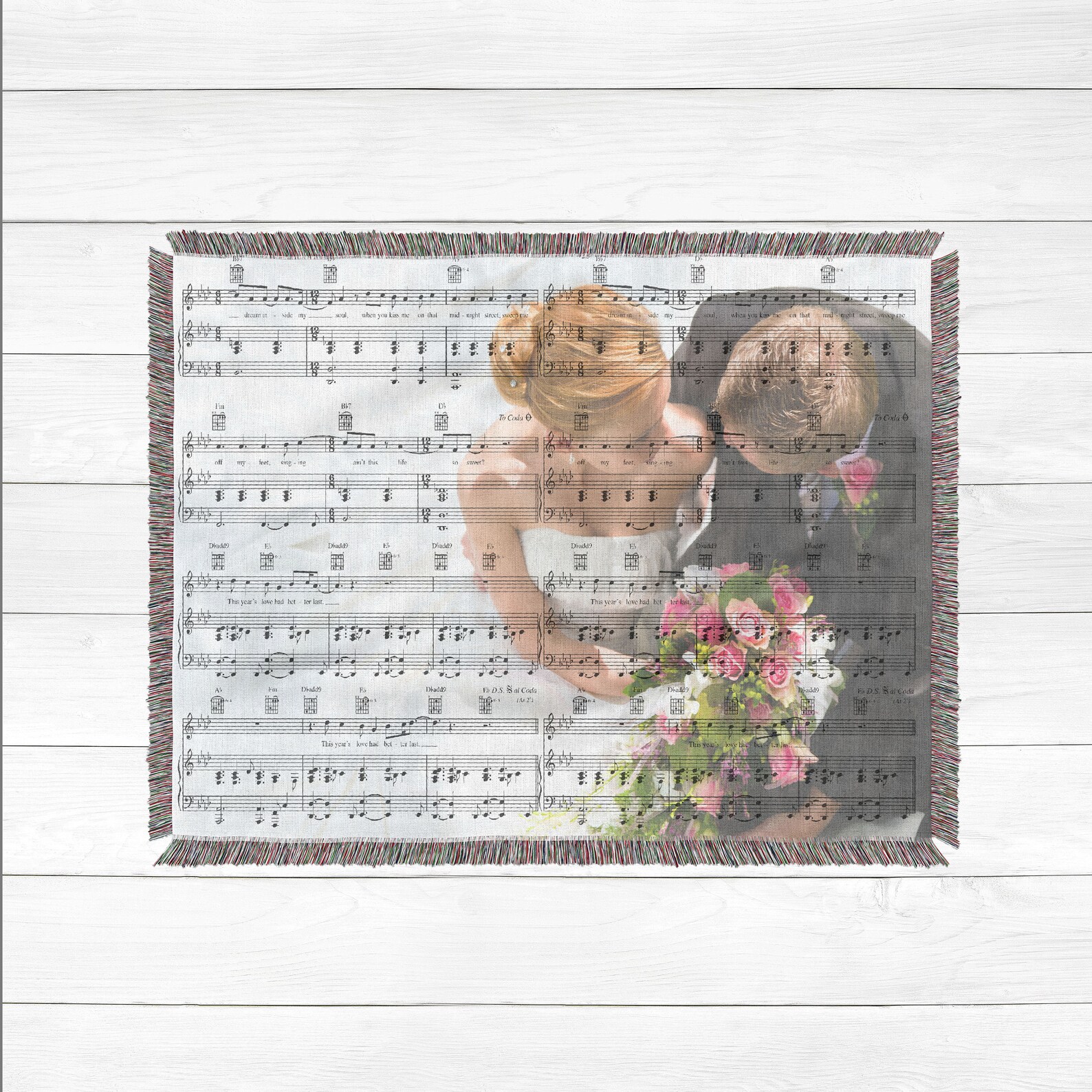 Music Notes Woven Throw Blanket Personalized Cotton | Etsy