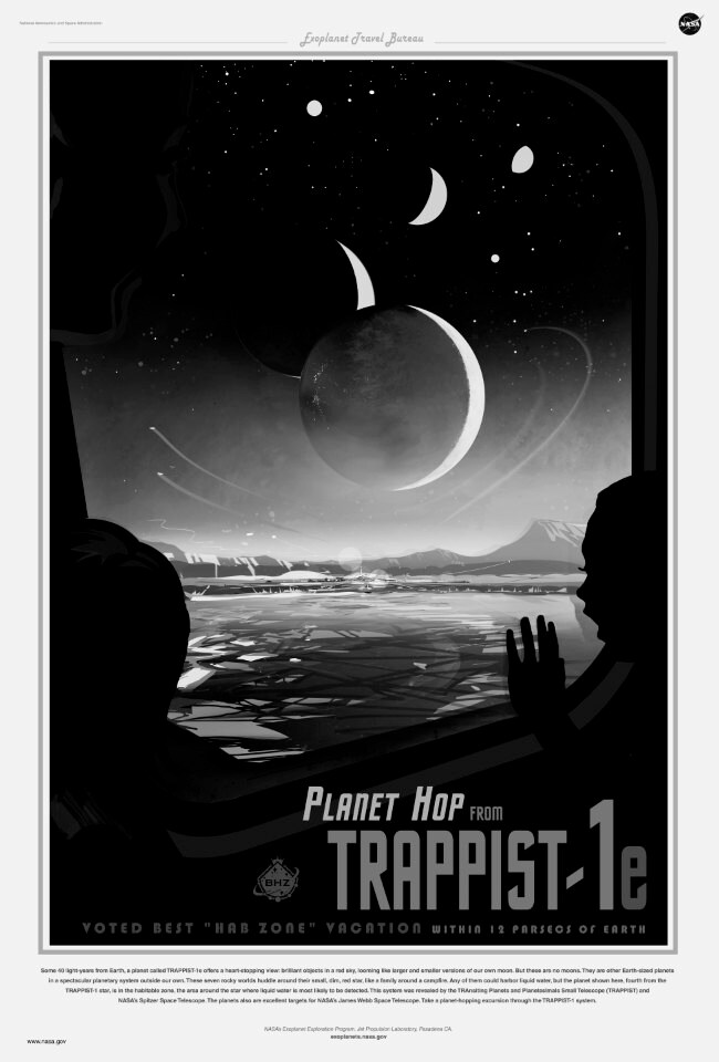 NASA Travel Poster Trappist 1E JPL Exoplanet Art Space - Etsy