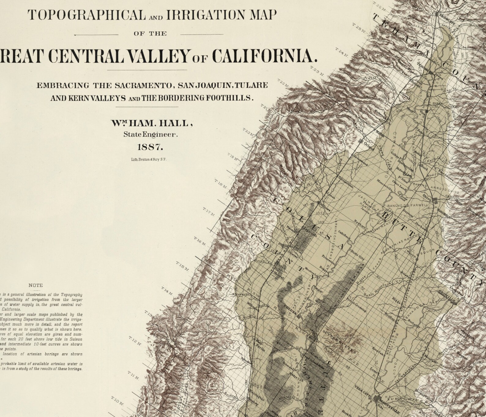 Central Valley California Map, Vintage California, Map of Central ...