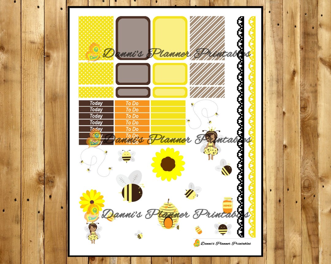 Cute Bumblebee Girl Printable Planner Kit - Etsy