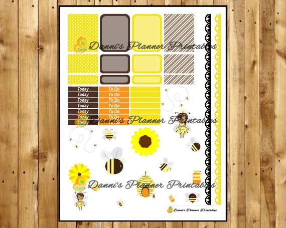 Cute Bumblebee Girl Printable Planner Kit | Etsy