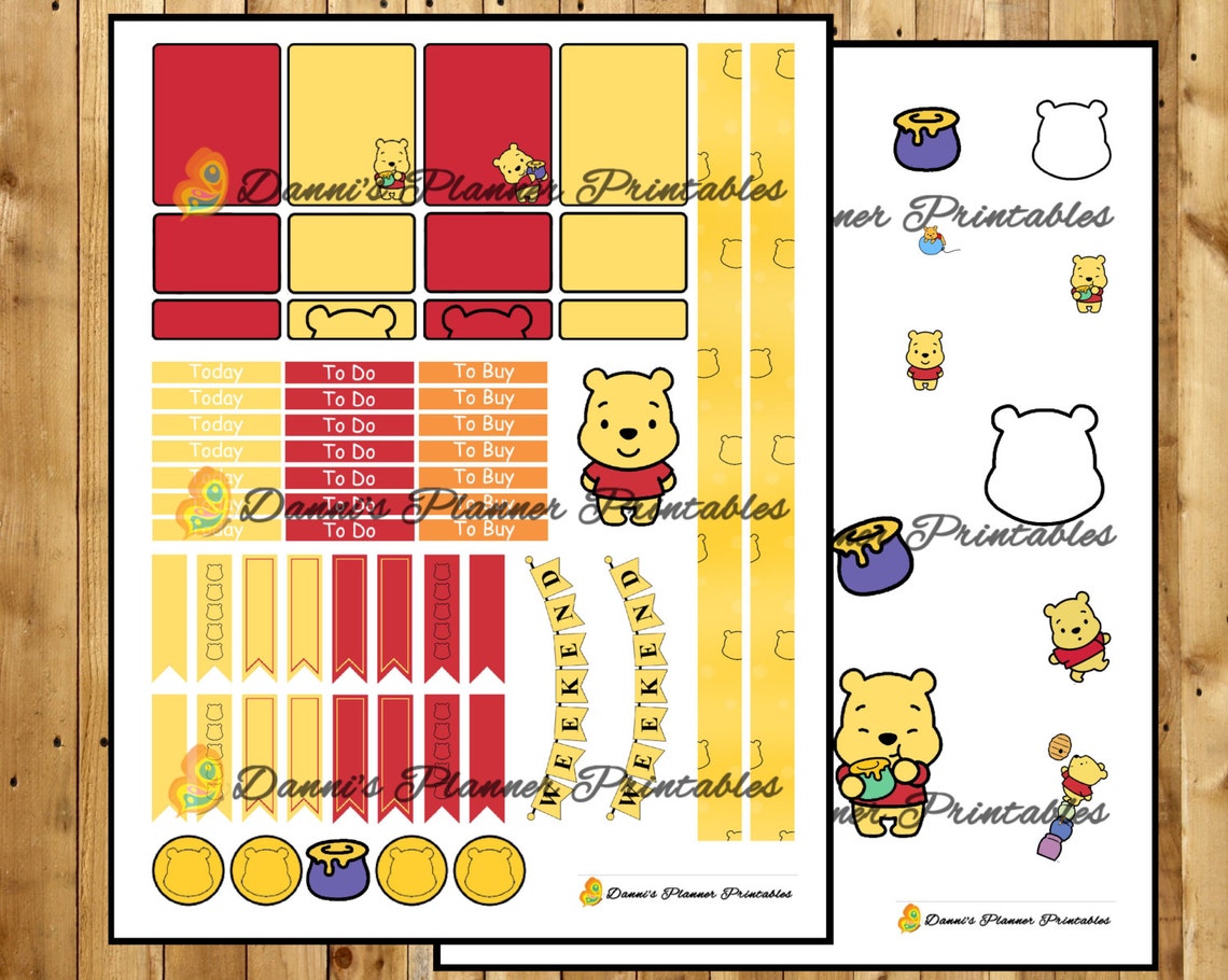 Winnie the Pooh Printable Sticker Planner Kit - Etsy