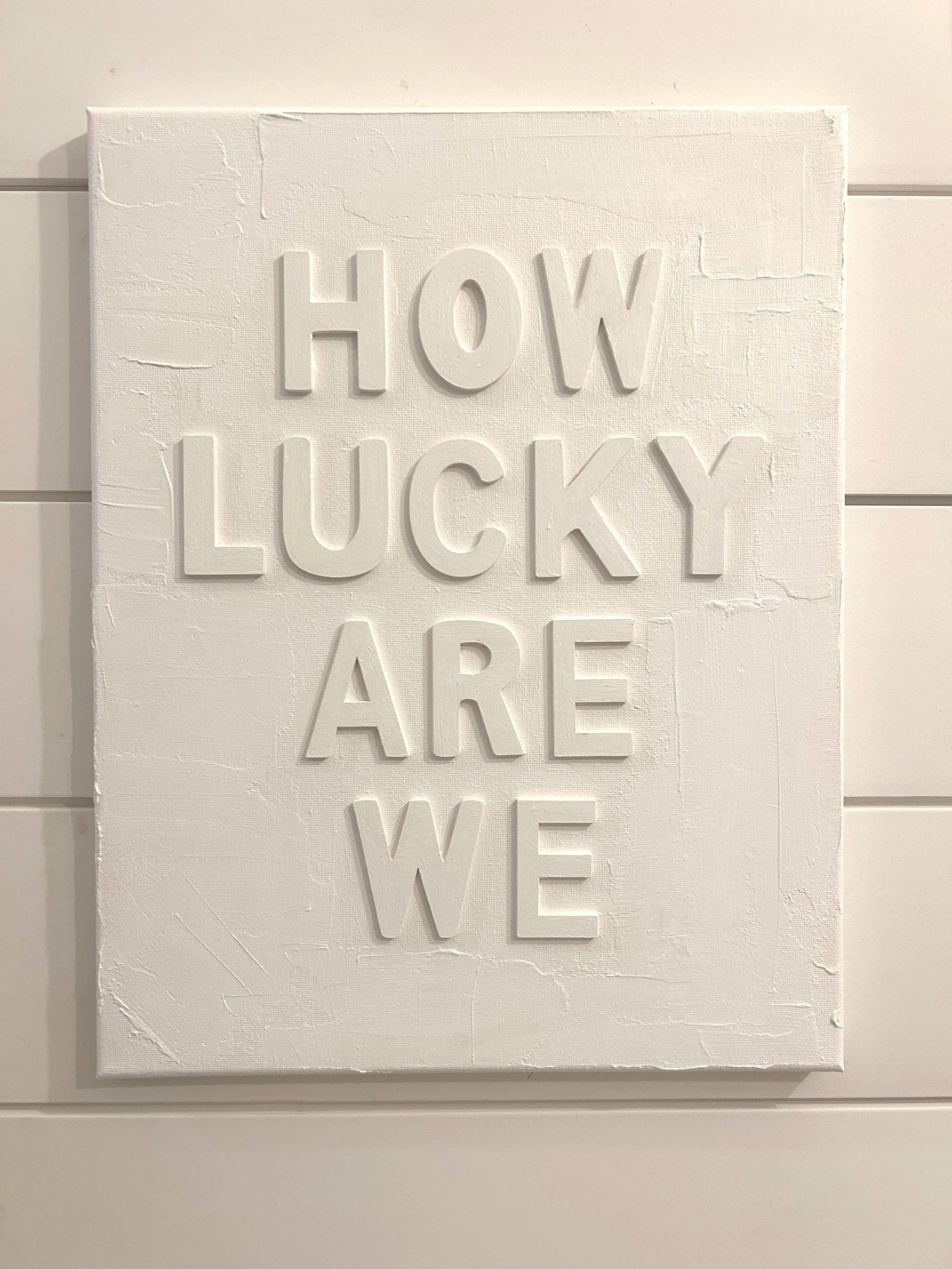 How Lucky Are We Textured Block Letter Canvas, Dorm Room Decor, Wall ...