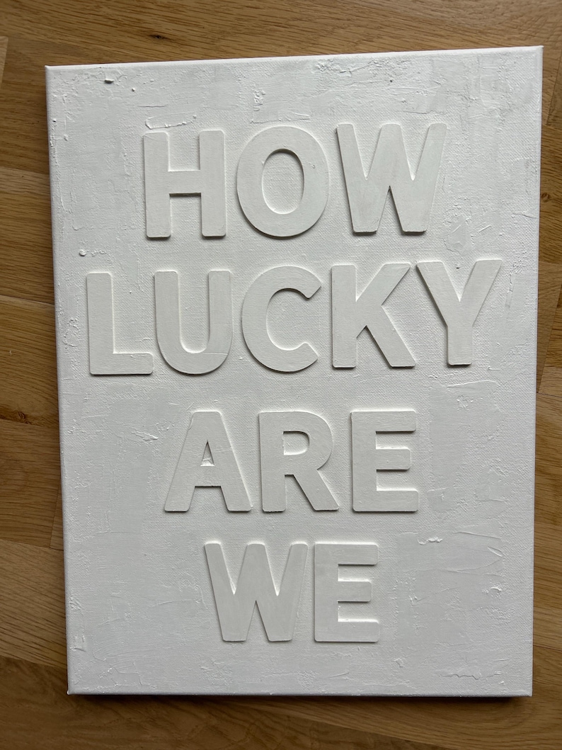 How Lucky Are We Textured Block Letter Canvas, Dorm Room Decor, Wall ...