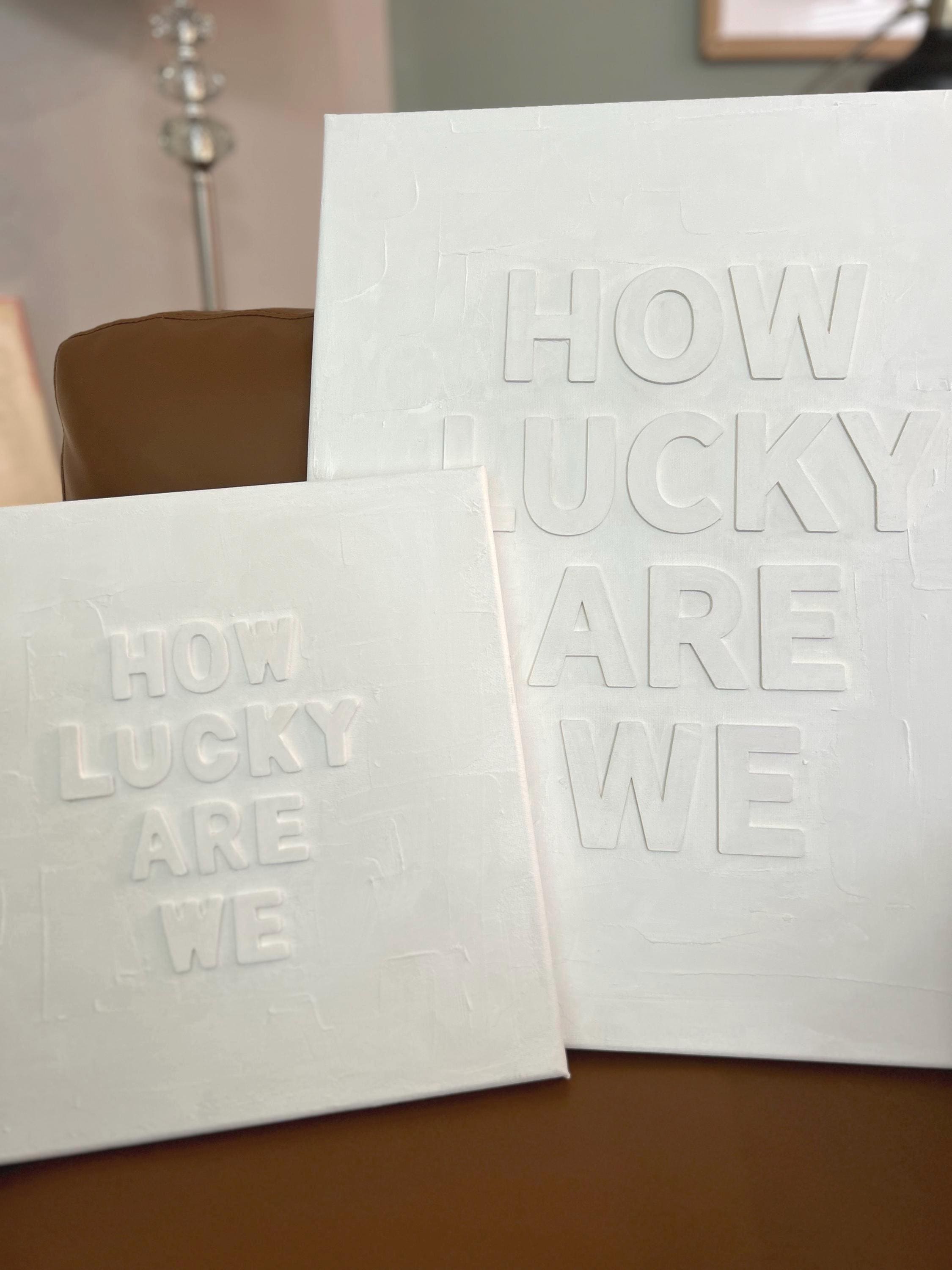How Lucky Are We Textured Block Letter Canvas, Dorm Room Decor, Wall ...