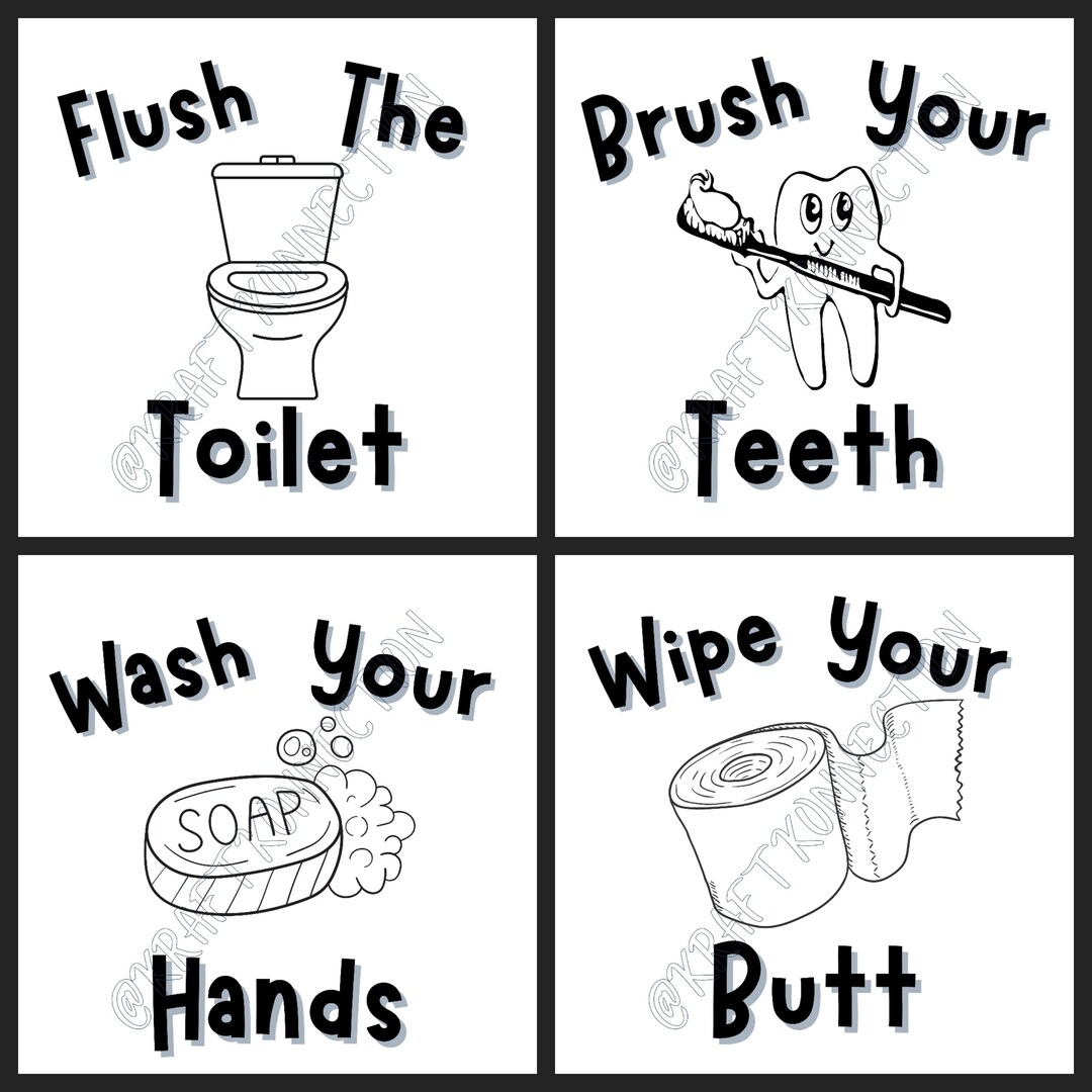 4 Piece Bathroom Sayings 12"x12" Digital Download, Bathroom Funny ...
