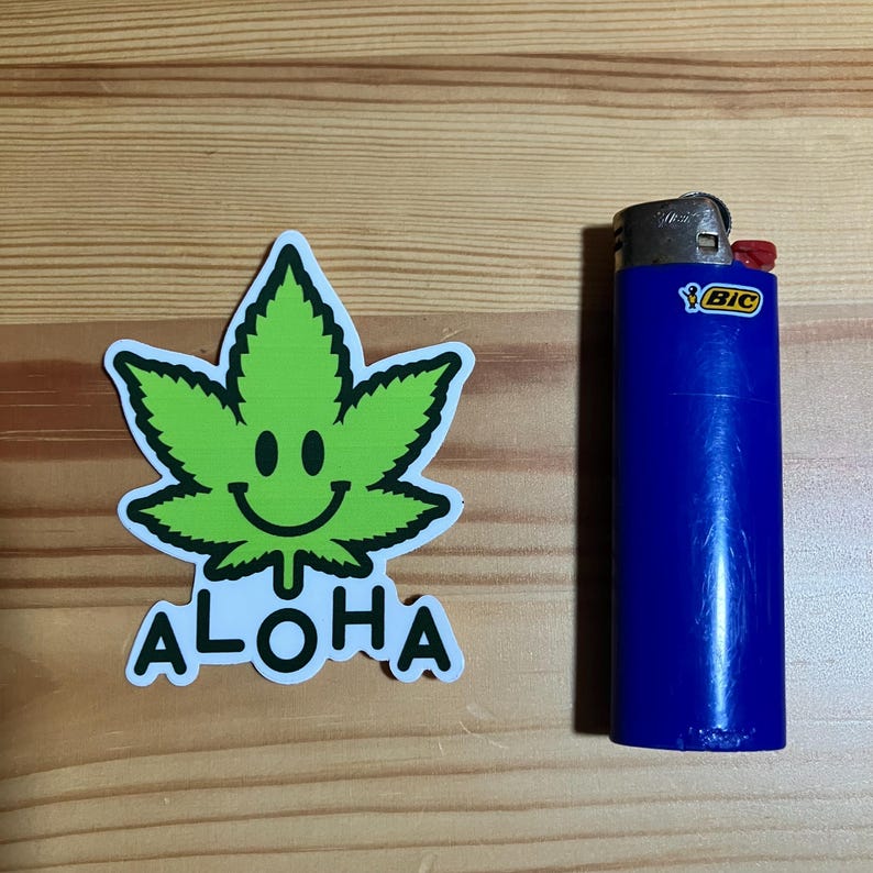 Pakalolo Aloha Vinyl Sticker Die Cut Marijuana Made in Hawaii Maui ...