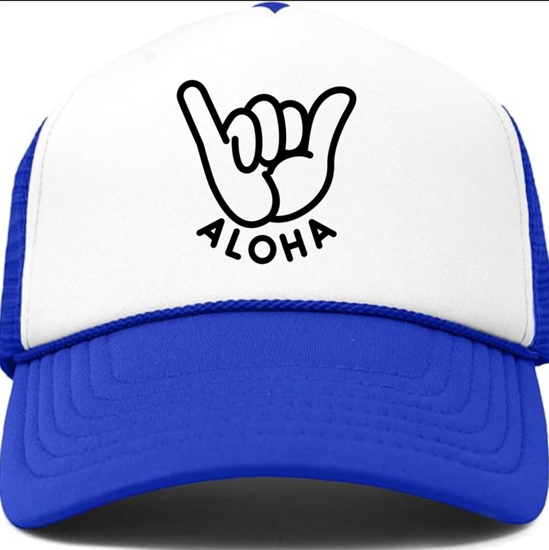 Hangloose Shaka Hawaii Aloha Hawaiian Adult and Kids Blue White Trucker ...