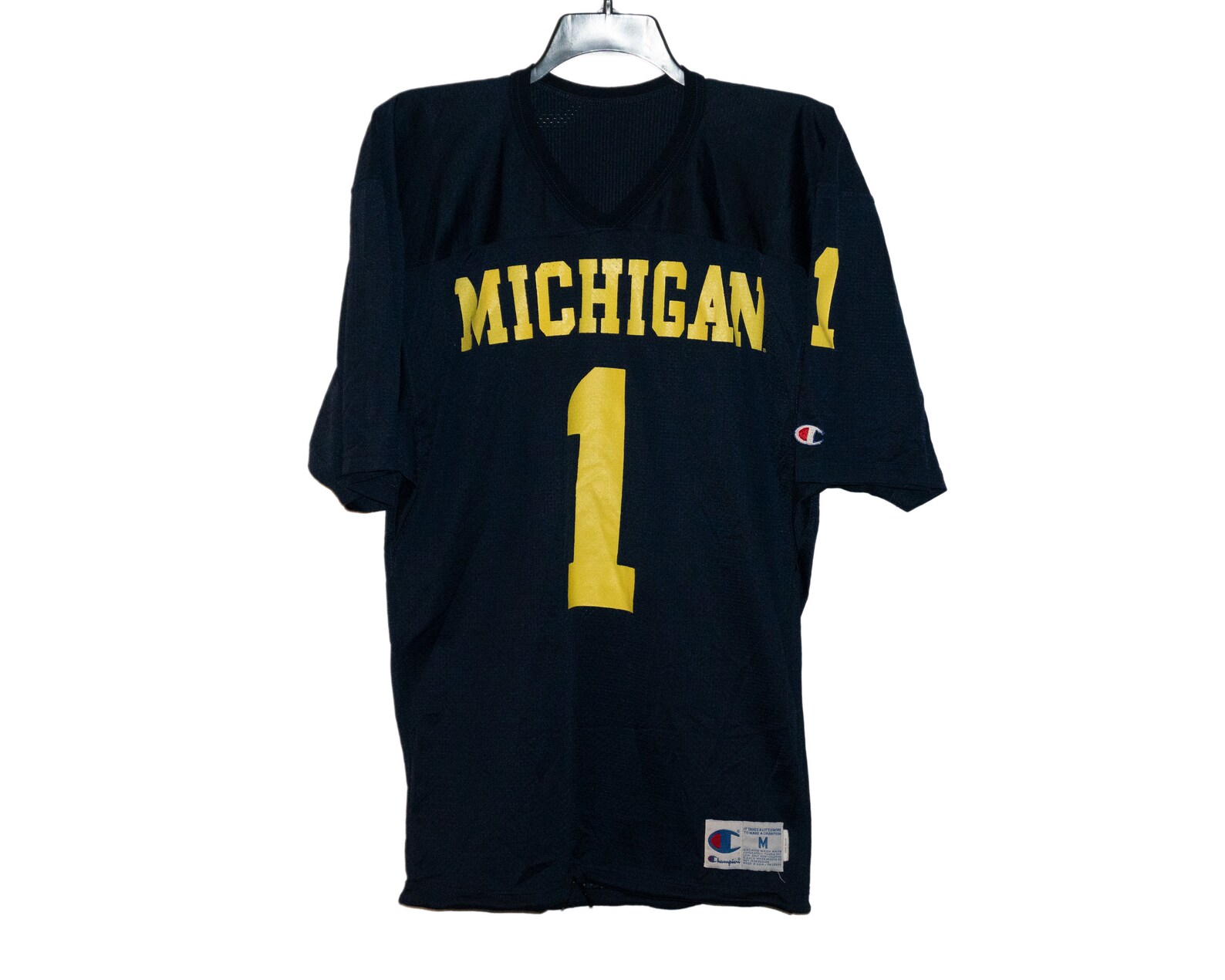 Vintage University of Michigan Navy Blue Mesh Nylon Football Jersey ...