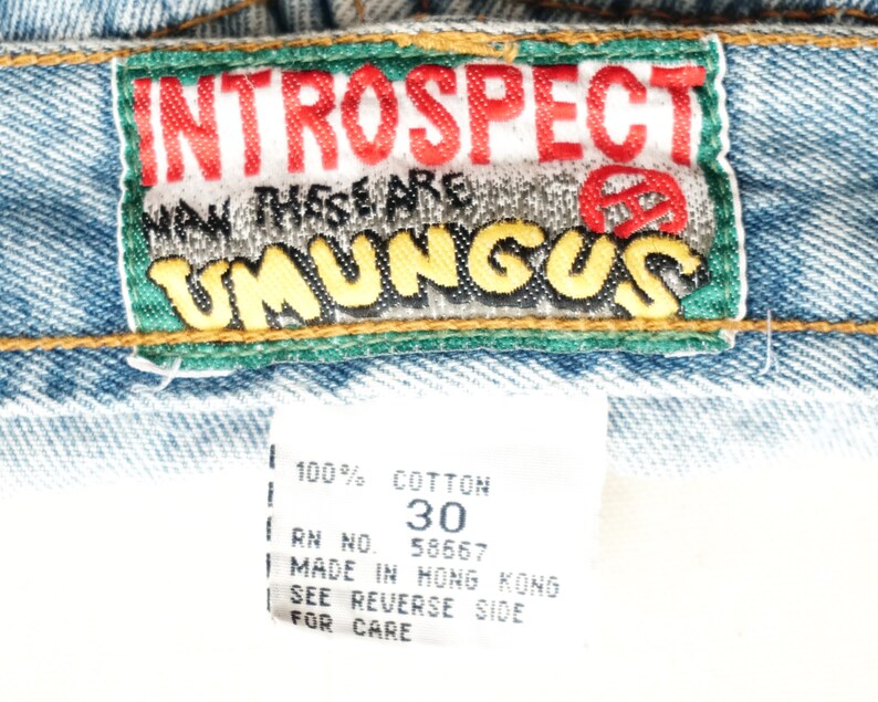 Vintage Introspect Umungus Light Wash Big Baggy Denim Jean Shorts Size ...