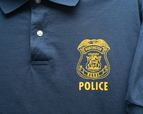 Vintage Huntington Woods Police Navy Blue and Yellow … - Gem