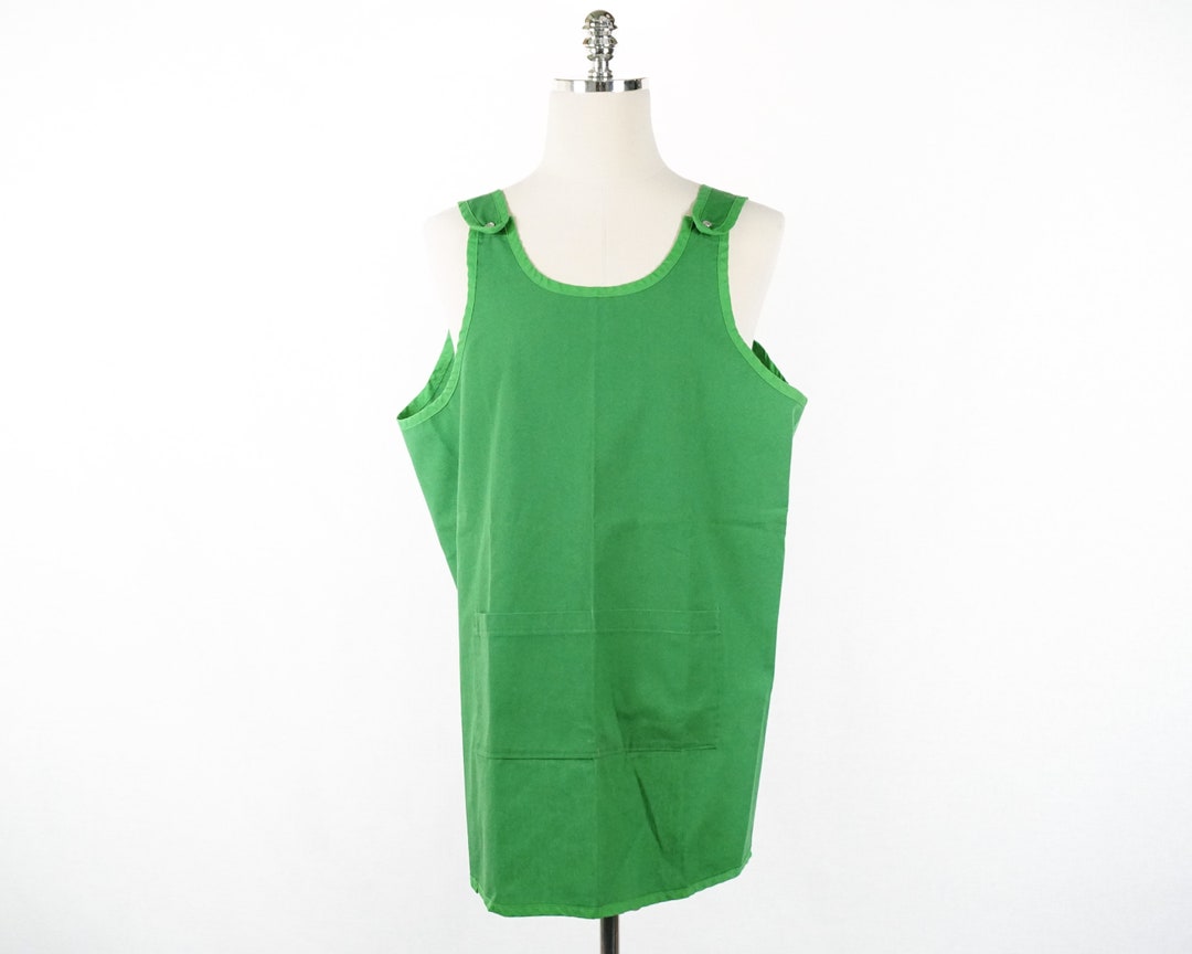 Vintage Green Open Back Apron With Center Pockets Art Craft Painting ...