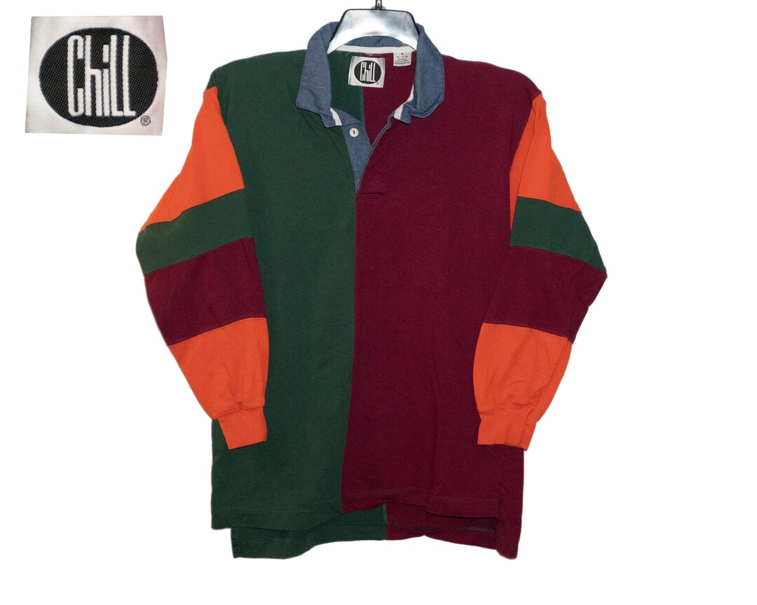 Vintage Chill Colorblocked Striped Maroon Red Orange and Dark Green ...