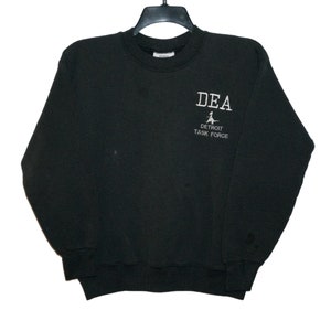 Vintage DEA Detroit Task Force Dinosaur Embroidered Black Crewneck ...