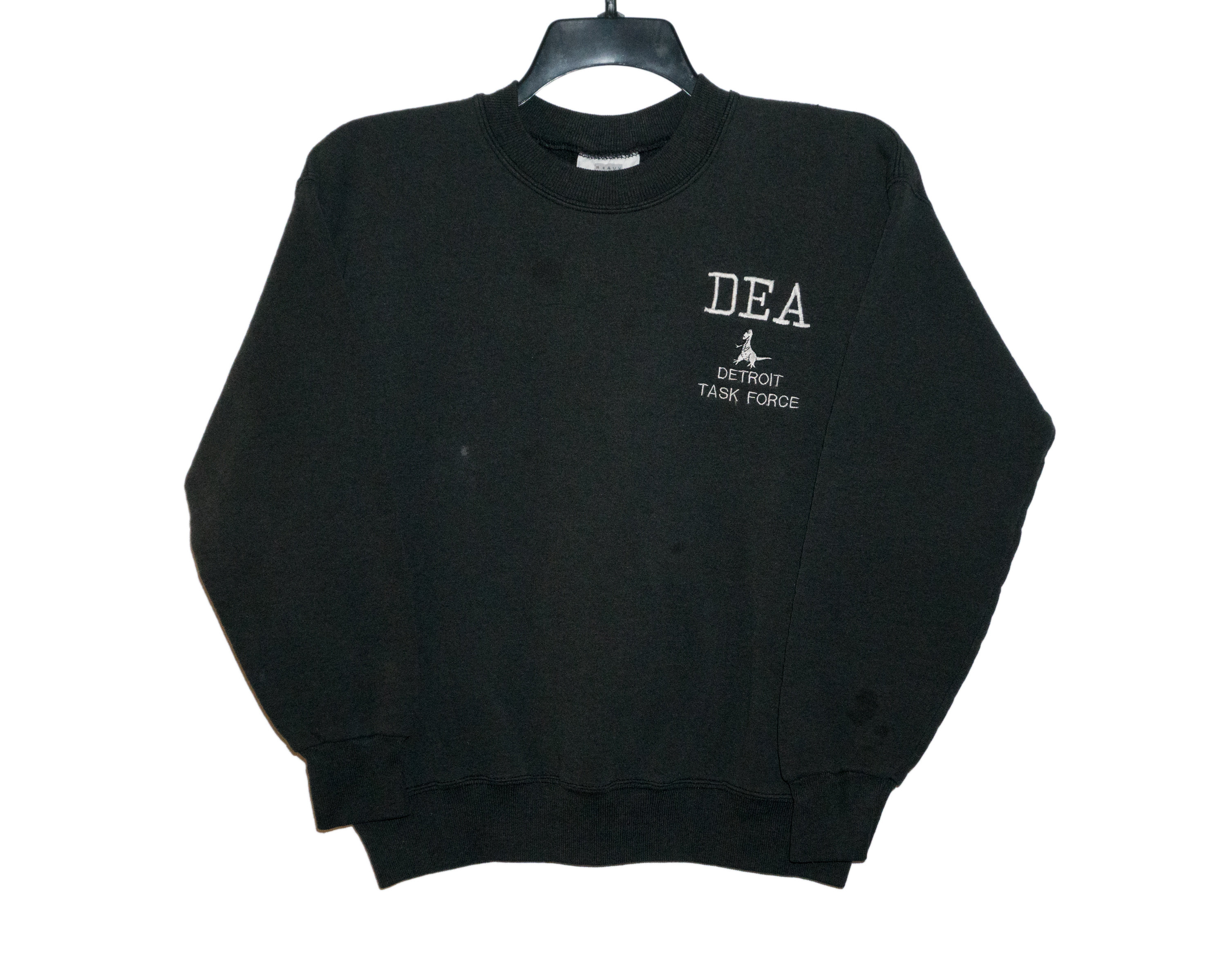 Vintage DEA Detroit Task Force Dinosaur Embroidered Black Crewneck ...