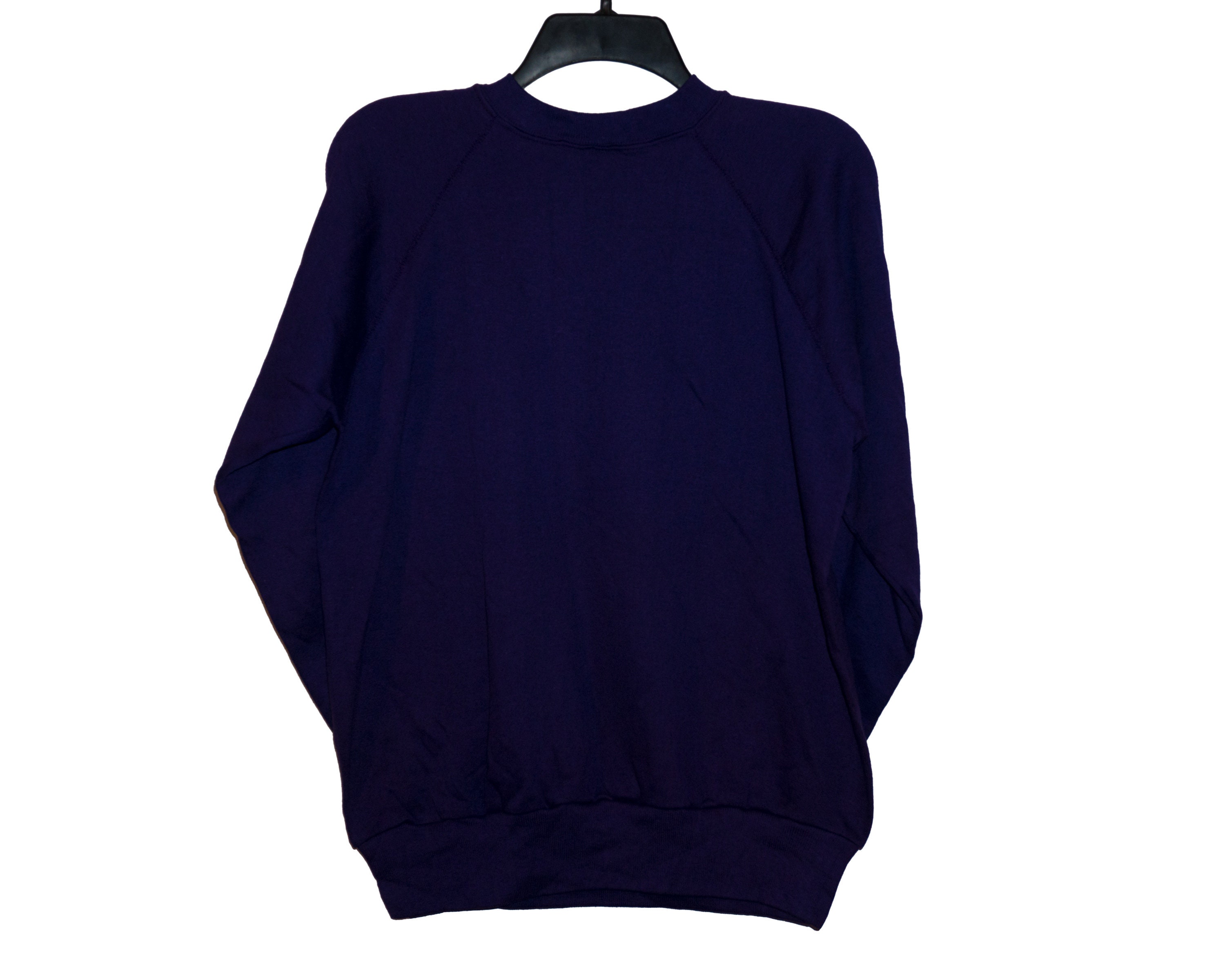 Vintage Deadstock New 80's Plain Solid Purple Action Raglan Crewneck ...