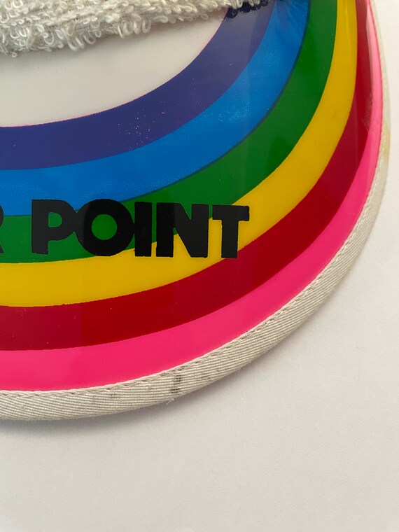 Vintage Cedar Point Rainbow Sun Visor Hat Elastic Fit… - Gem