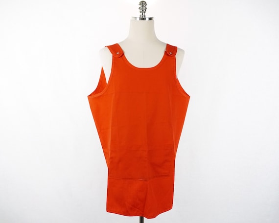 Vintage Red Open Back Apron With Center Pockets Art Craft | Etsy