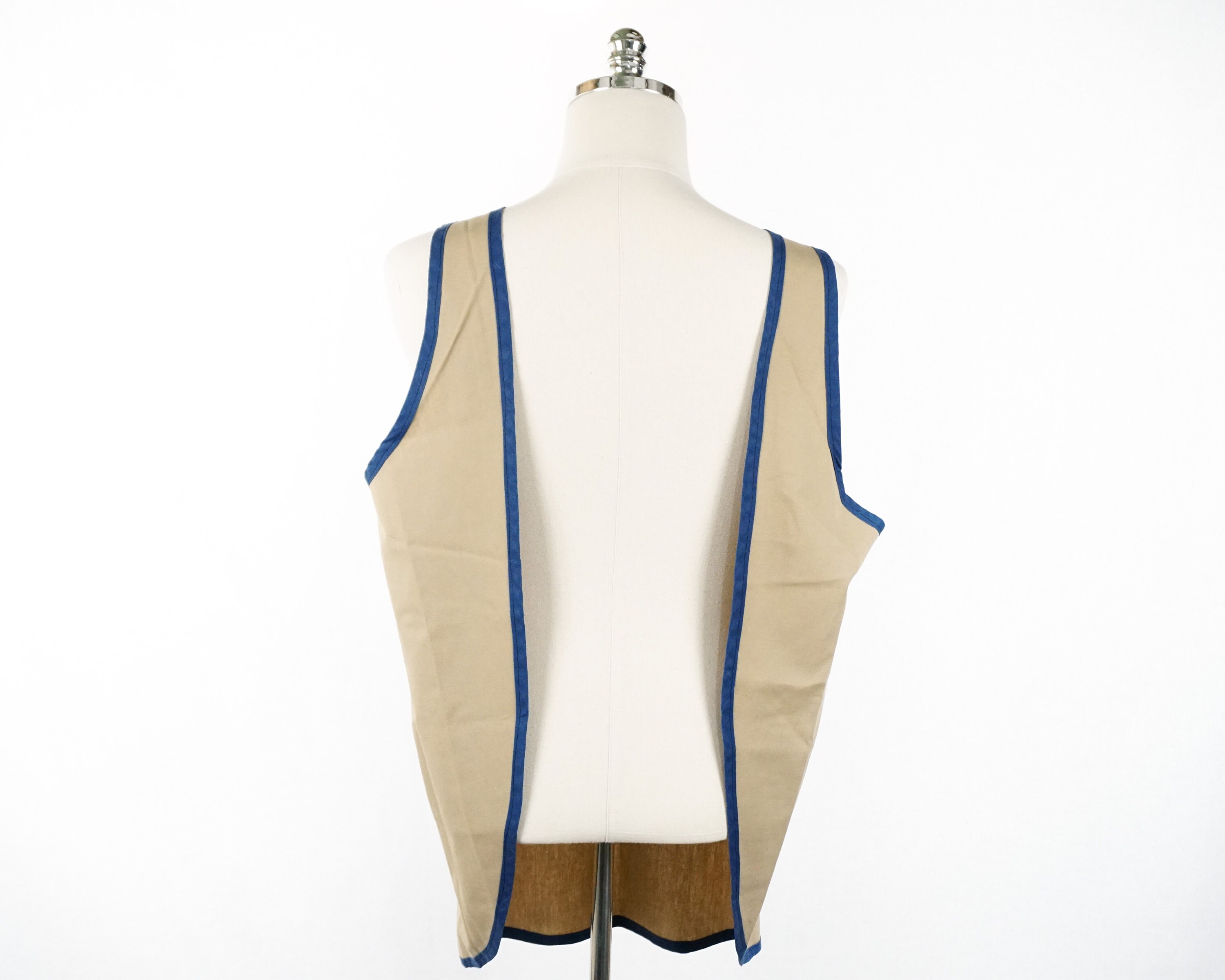 Vintage Tan Khaki Navy Blue Open Back Apron With Center Pockets Art ...