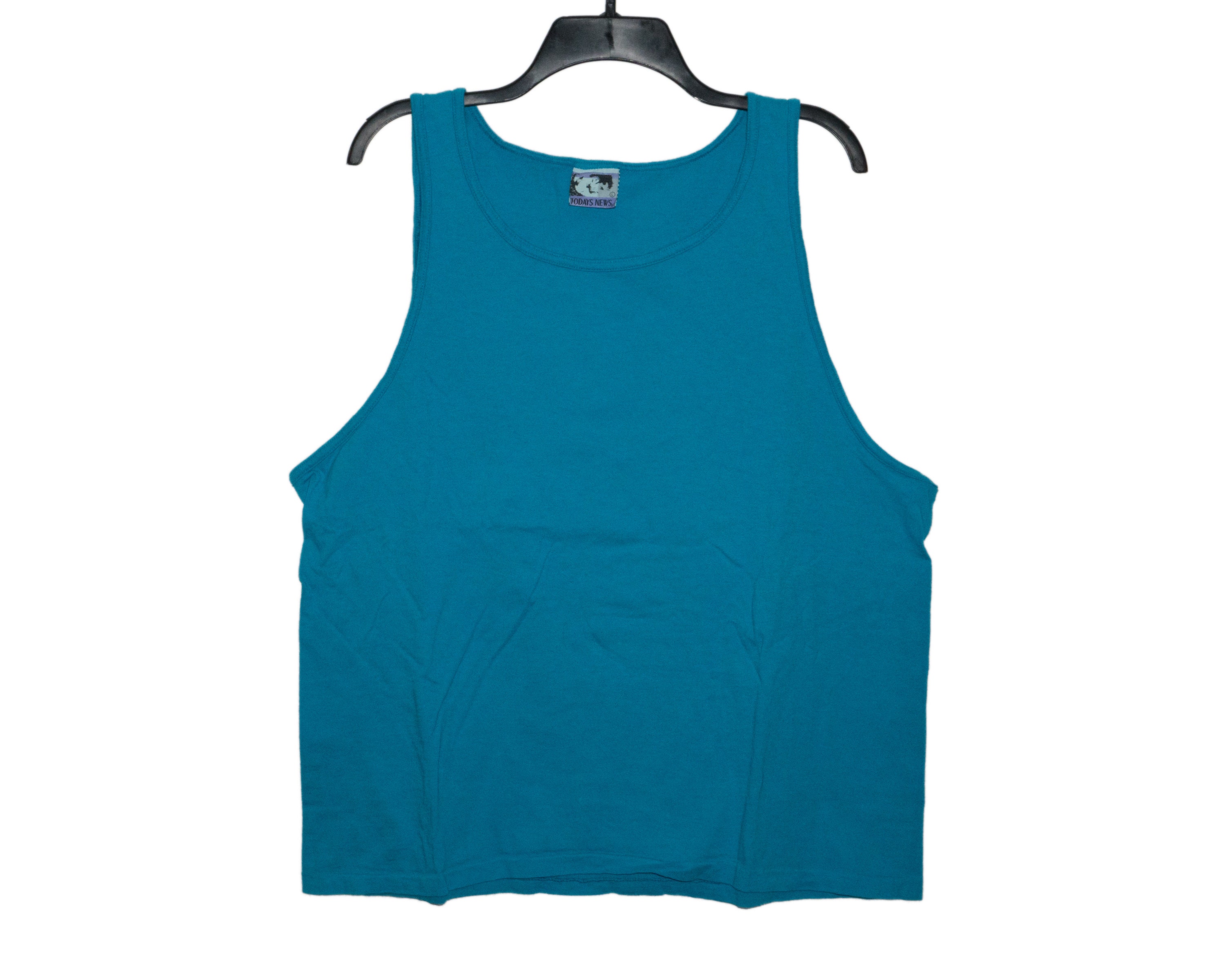 Vintage Plain Blank Solid Aqua Blue Todays News Tank Top Large - Etsy