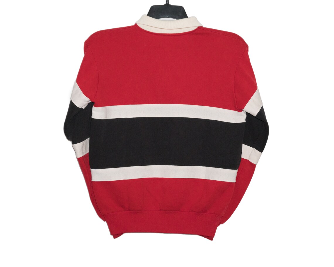 Vintage Red White Black Quarter Button Collared Sweatshirt - Etsy