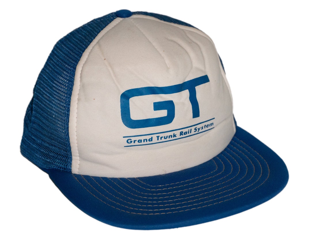 Vintage GT Grand Trunk Rail System Blue Mesh Trucker Hat Snapback Cap ...