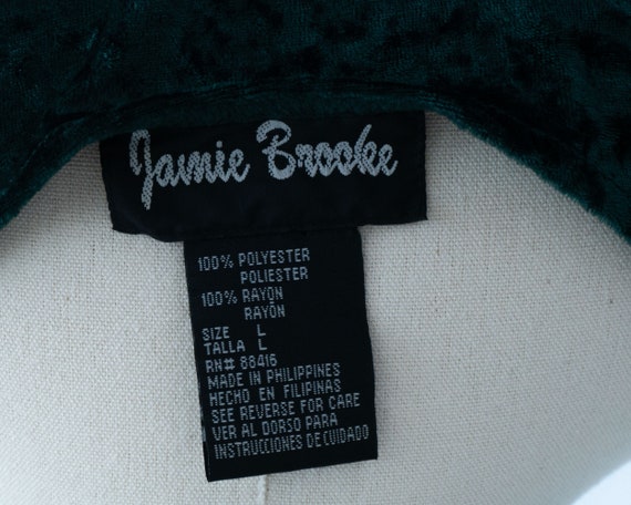 Vintage Jamie Brooke Crushed Velvet Dark Green Dress … - Gem