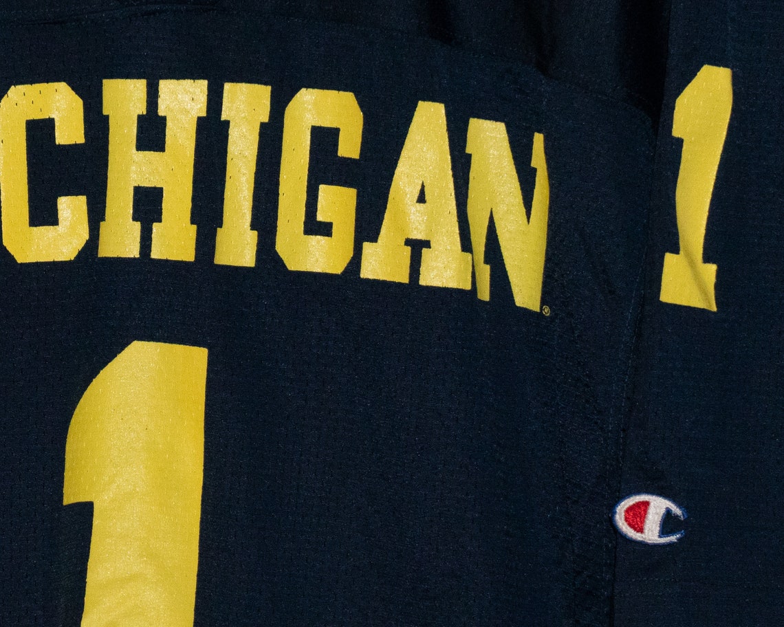 Vintage University of Michigan Navy Blue Mesh Nylon Football Jersey ...