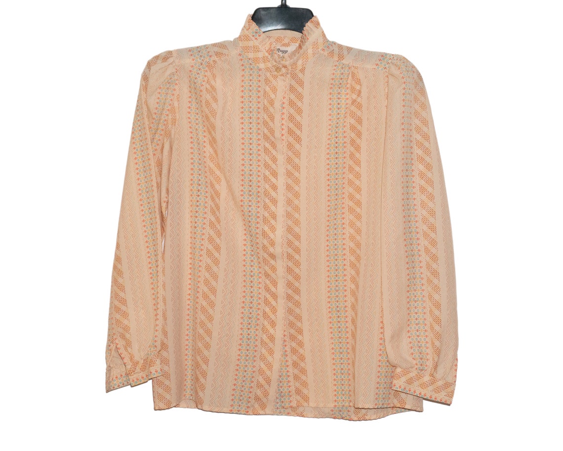 Vintage Ruggeri Geometric Shapes Pattern Button-up Shirt Blouse ...