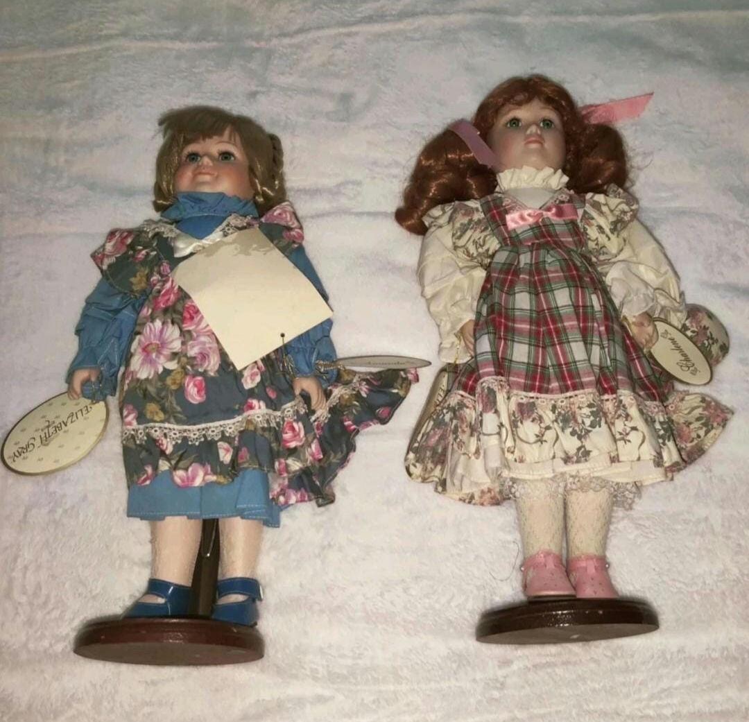Pair of Elizabeth Gray Porcelain Dolls Charlene & Amanda 16" JC Penney ...