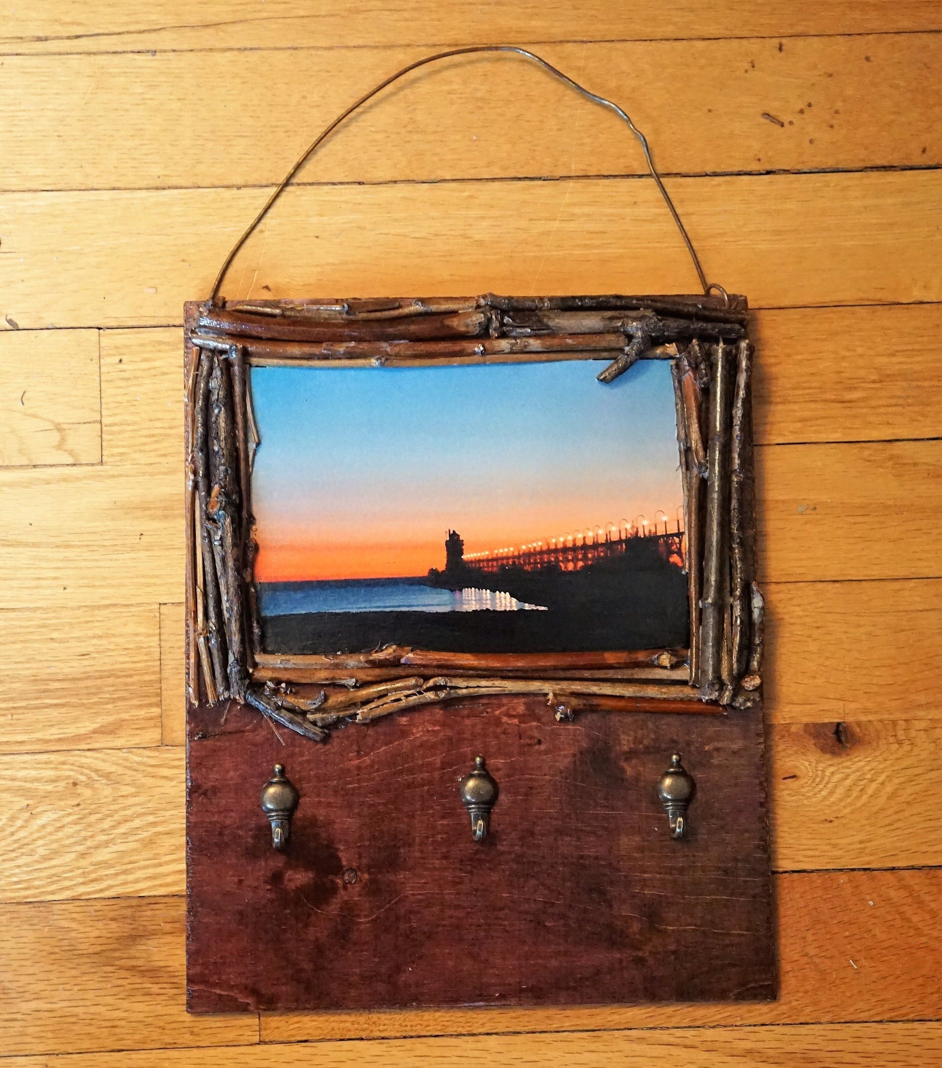 Photo Key Organizer,lake Michigan Lighthouse Key Holder, Wood Branch ...