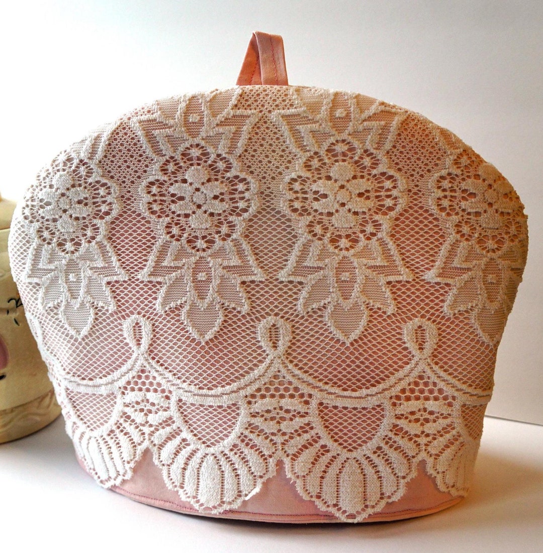 Teapot Cozy, Vintage Lace, Rose Petal Dyed Fabric, Gift for Mom ...