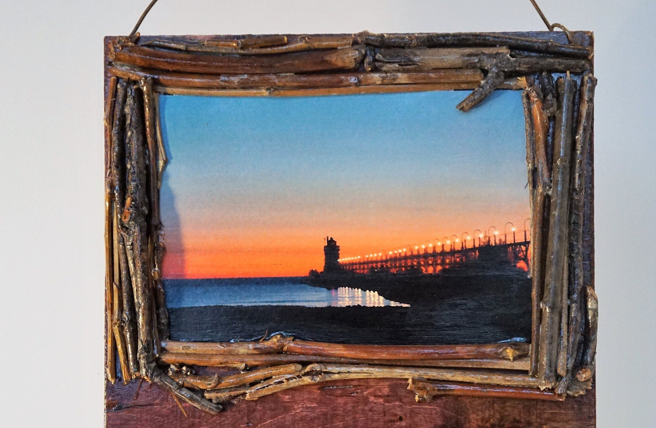 Photo Key Organizer,lake Michigan Lighthouse Key Holder, Wood Branch ...