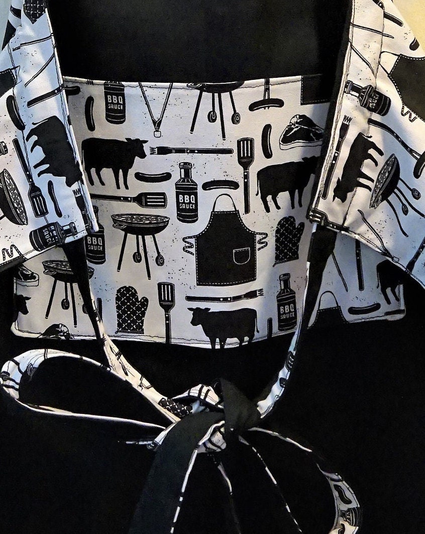 Apron Reversible Adult Bbq-inspired Adjustible Unisex With Pockets ...