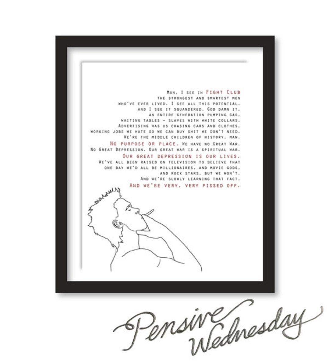 Fight Club Inspired Tyler Durden Great Depression Quote Digital Art ...