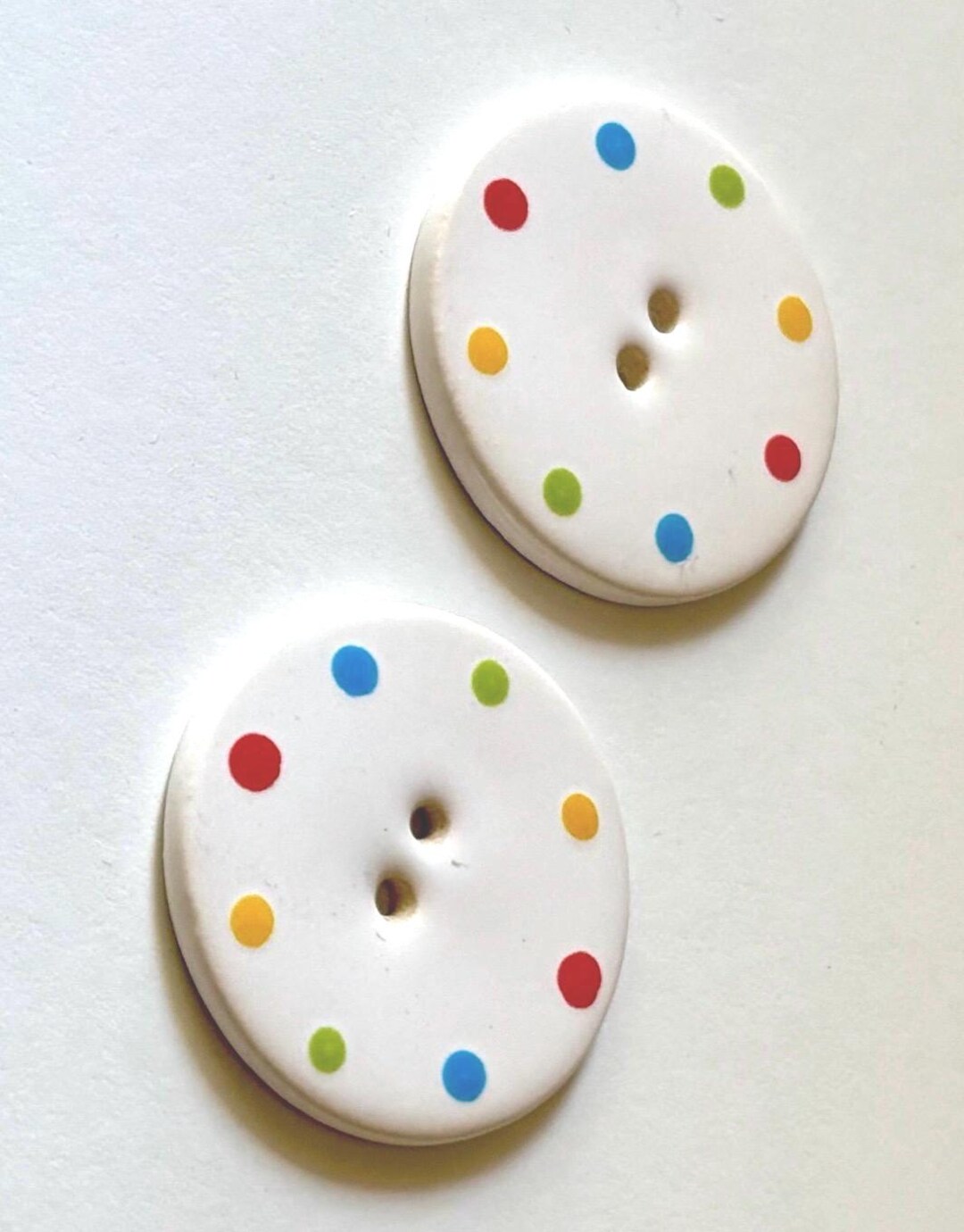 Hand Made Ceramic Button. Spots. Funky. Made in Cornwall UK. Coloured ...