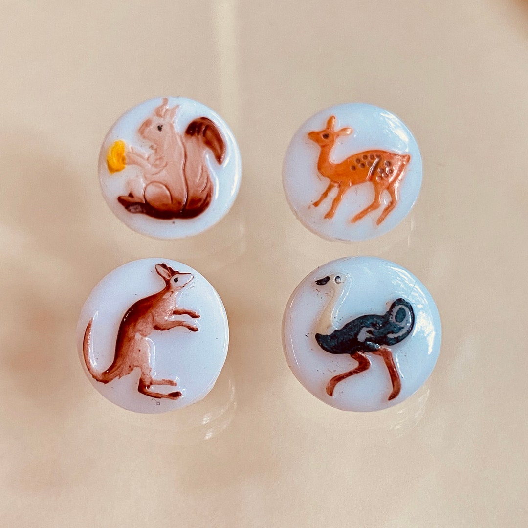 Vintage Glass Animal Buttons. Kiddie Buttons. Dolls. - Etsy