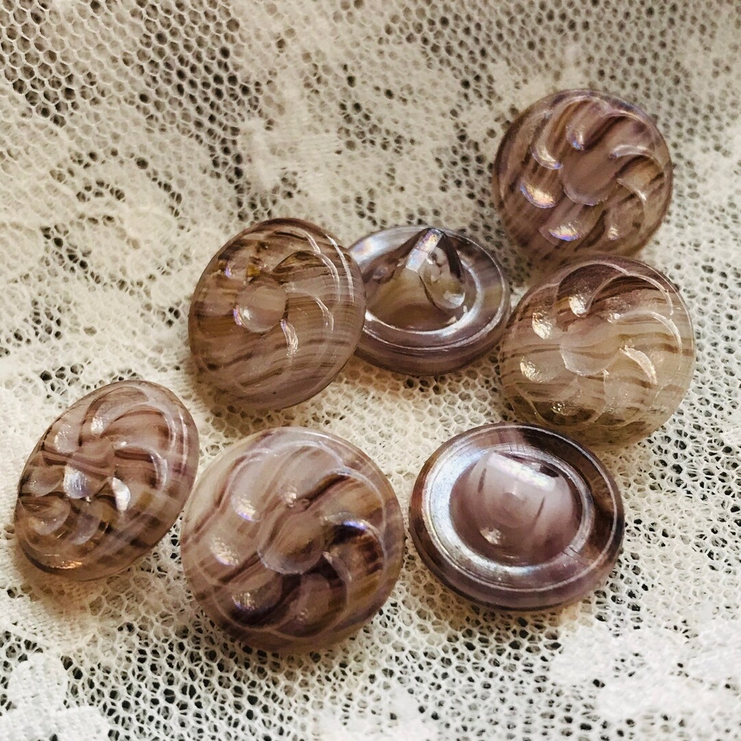 Set of 7 Small Glass Buttons. Little. Intermixed. Lustre. - Etsy