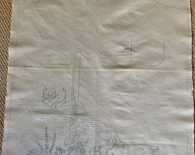 Vintage Semco Stamped Calico Fashion Apron Depicting a Garden Scene ...