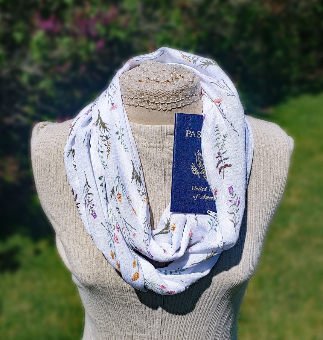 Infinity Scarf With Pocket, Silky Scarf, Summer Scarf, Hidden Pocket ...