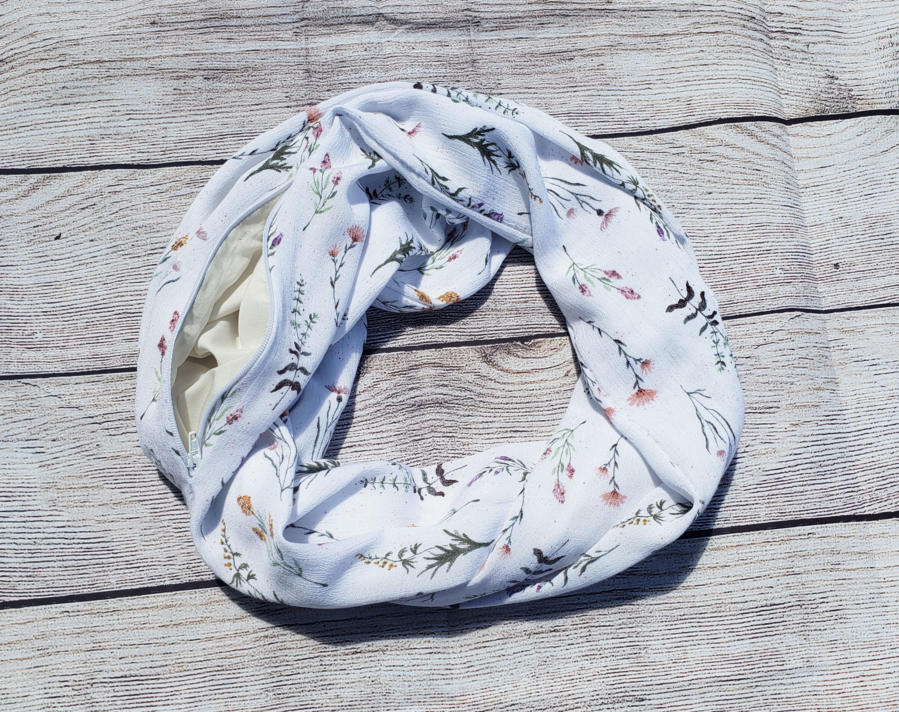 Infinity Scarf With Pocket, Silky Scarf, Summer Scarf, Hidden Pocket ...