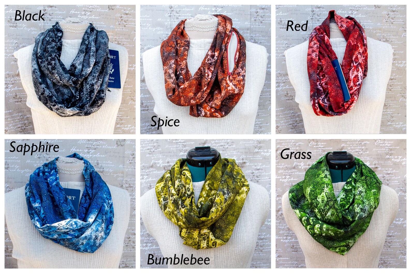 Infinity Scarf With Pocket, Rayon Scarf, Summer Scarf, Hidden Pocket ...