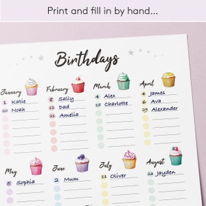 Birthday Tracker Printable | Editable PDF, US Letter, A4 - Etsy