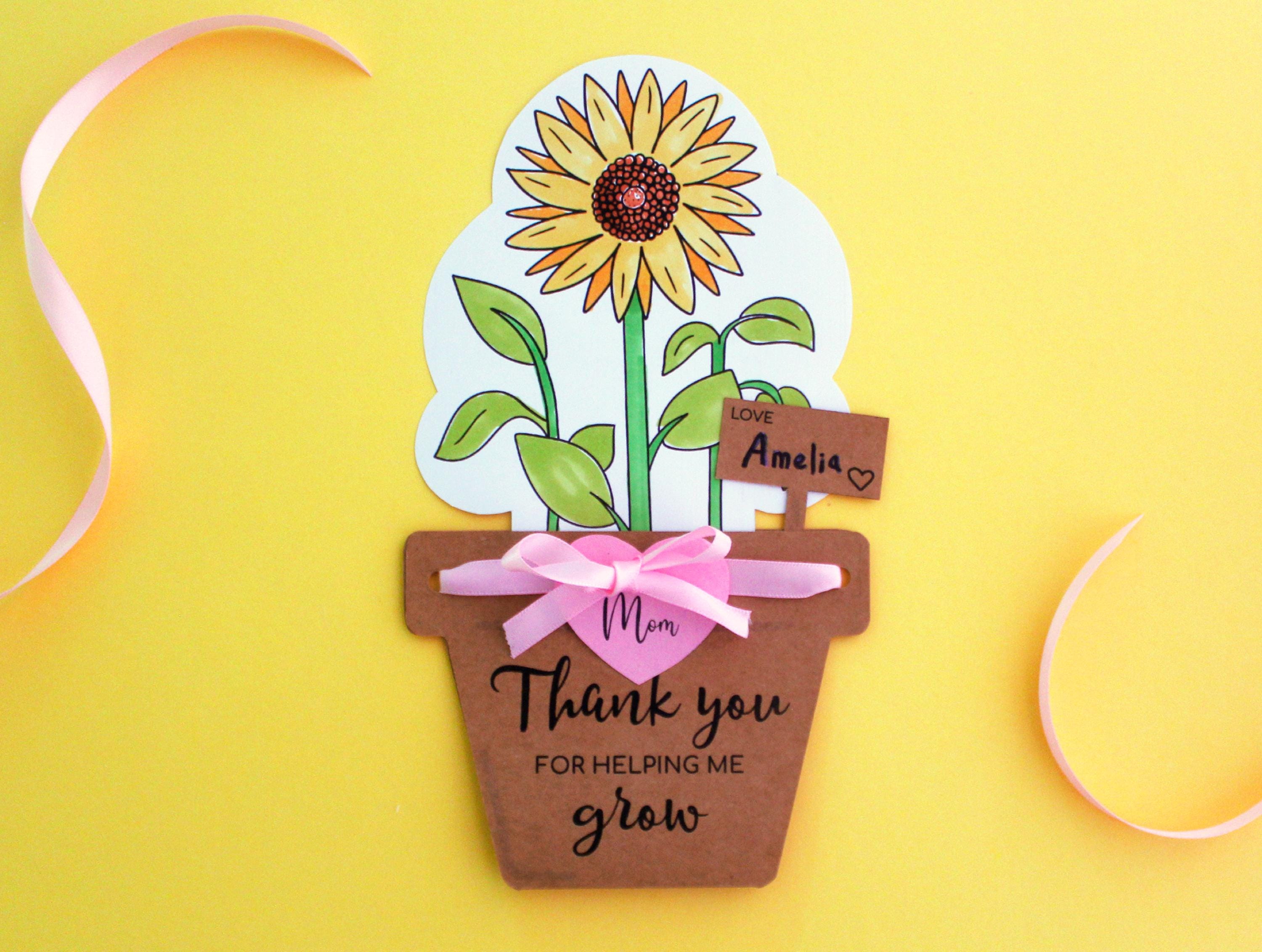 Color in Mother's Day Card Sunflower Mothers Day Card Printable Thanks ...