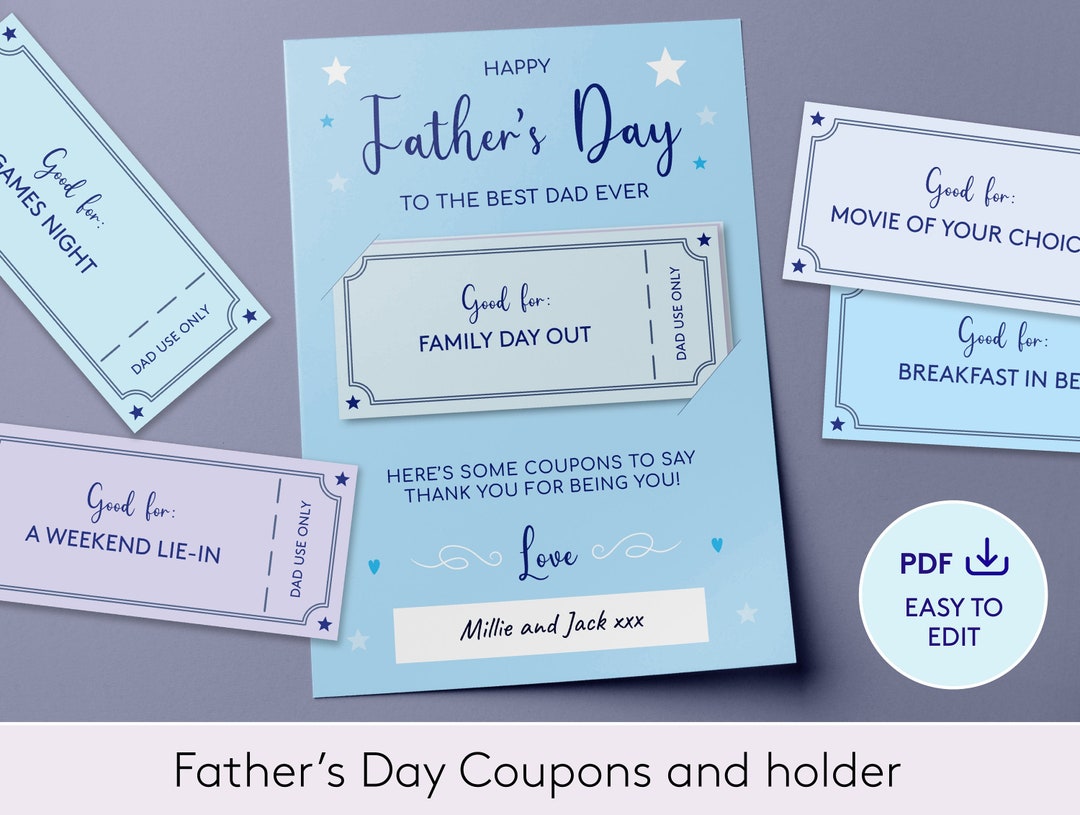 Cupones del día del padre, cupones imprimibles, libro de cupones de ...