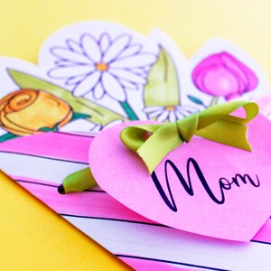 DIY Mother's Day Bouquet Card: Printable Coloring Craft (instant ...