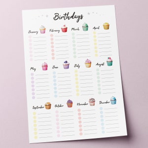 Birthday Tracker Printable Template | Birthday Planner Printable ...